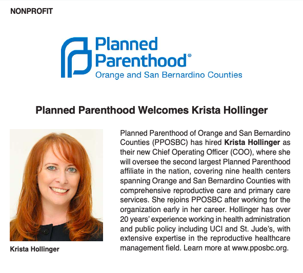 Planned Parenthood Welcomes Krista Hollinger | Planned Parenthood of ...